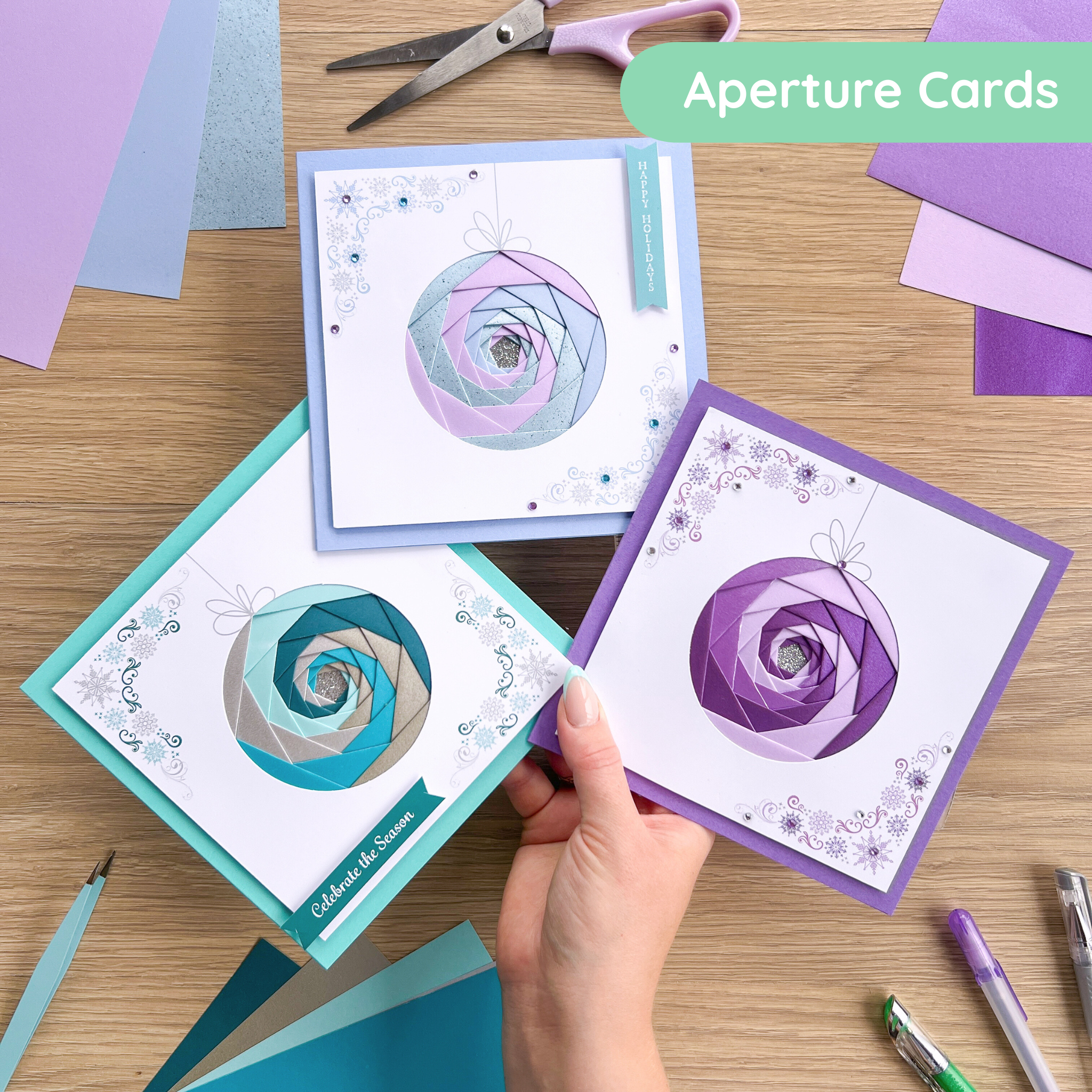 Decorated Round Frosty Aperture Card (Pack of 3) | 3 x Aperture Cards ...