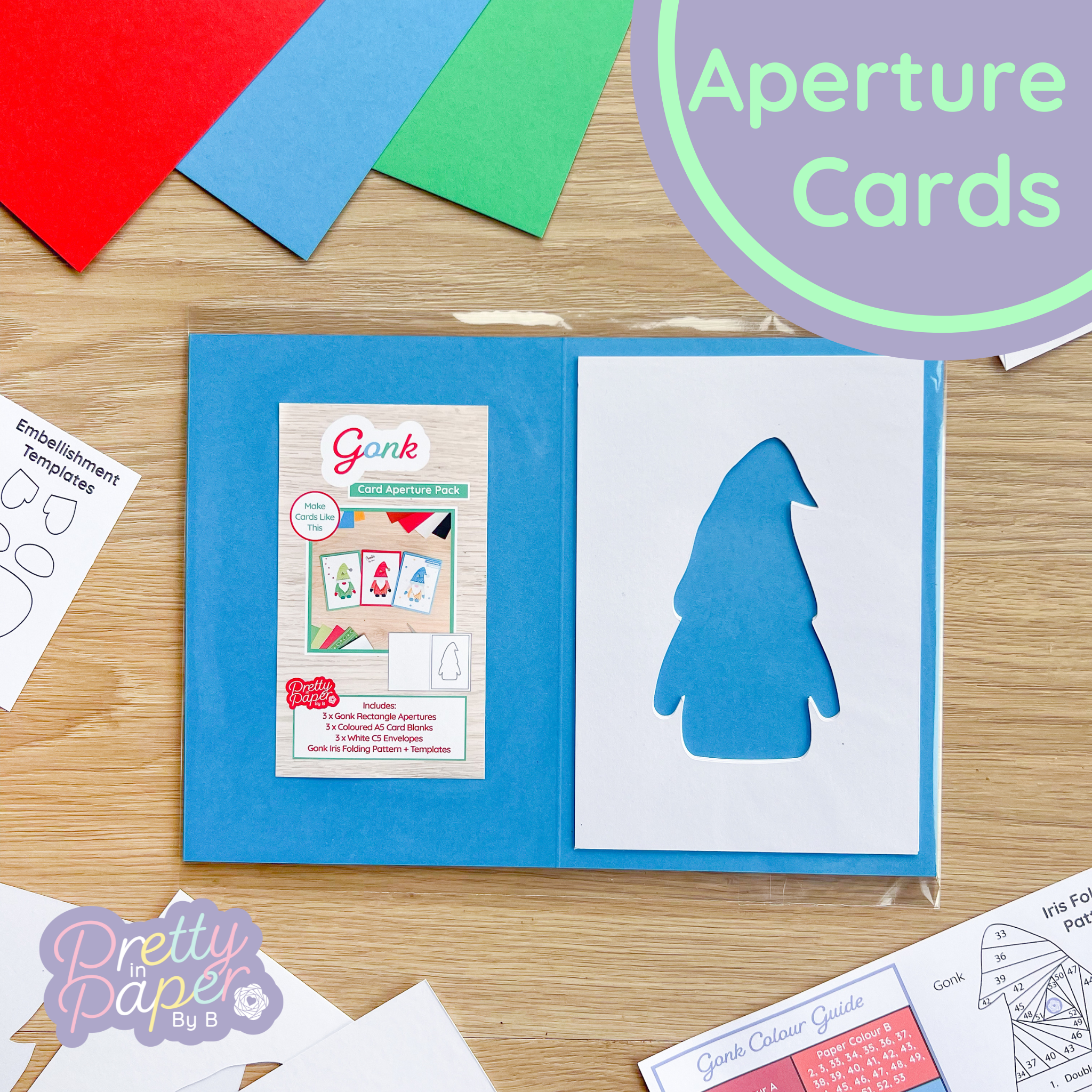 Gonk Aperture Cards | 3 x Apertures, Coloured Card Blanks & Envelopes ...