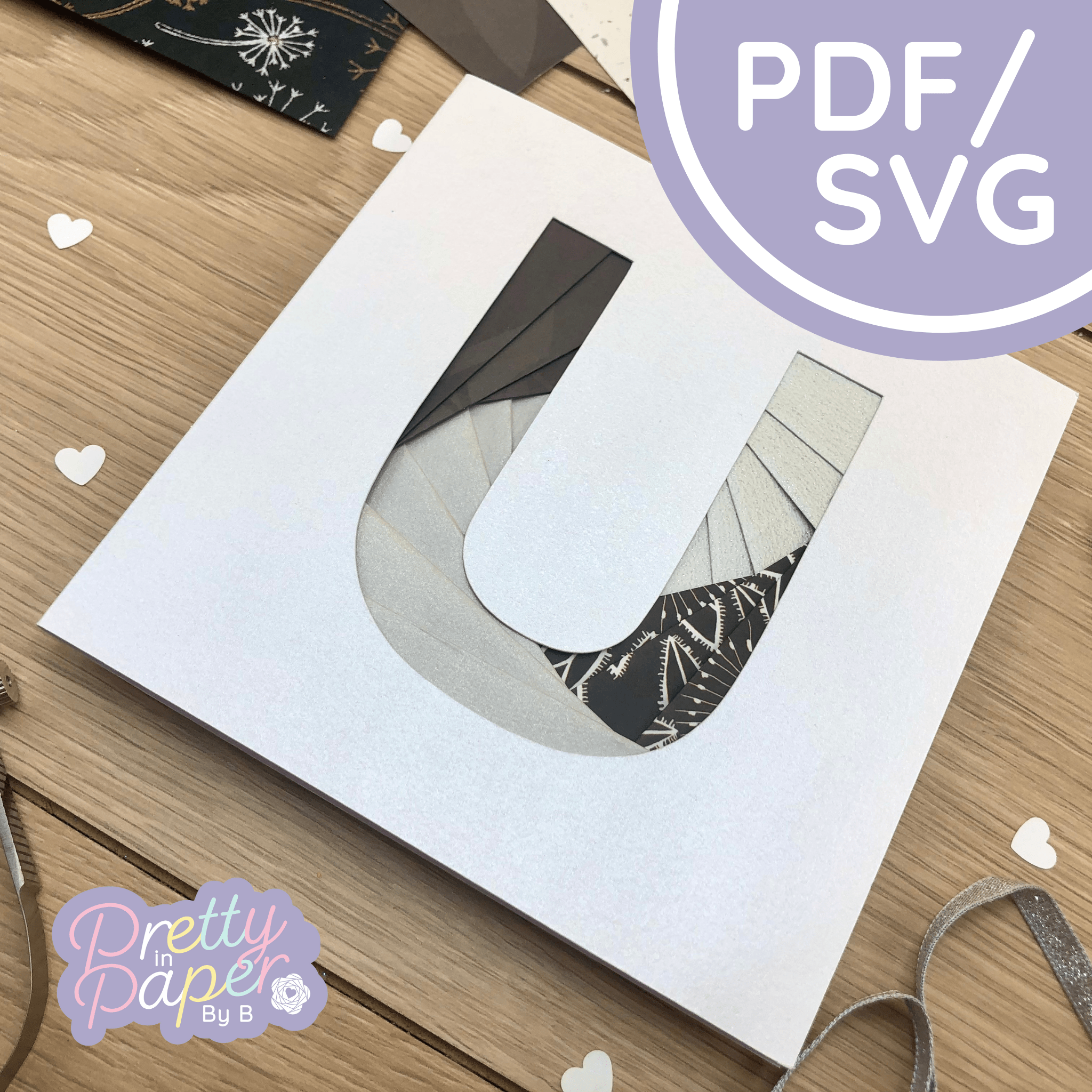 Letter U Iris Folding Pattern Template | Alphabet PDF SVG Download ...