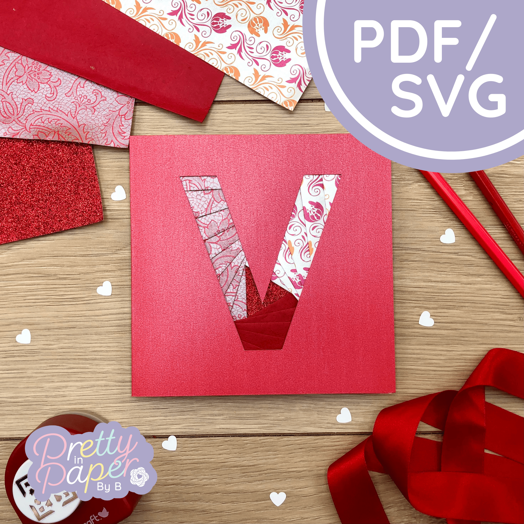 Letter V Iris Folding Pattern Template | Alphabet PDF SVG Download ...
