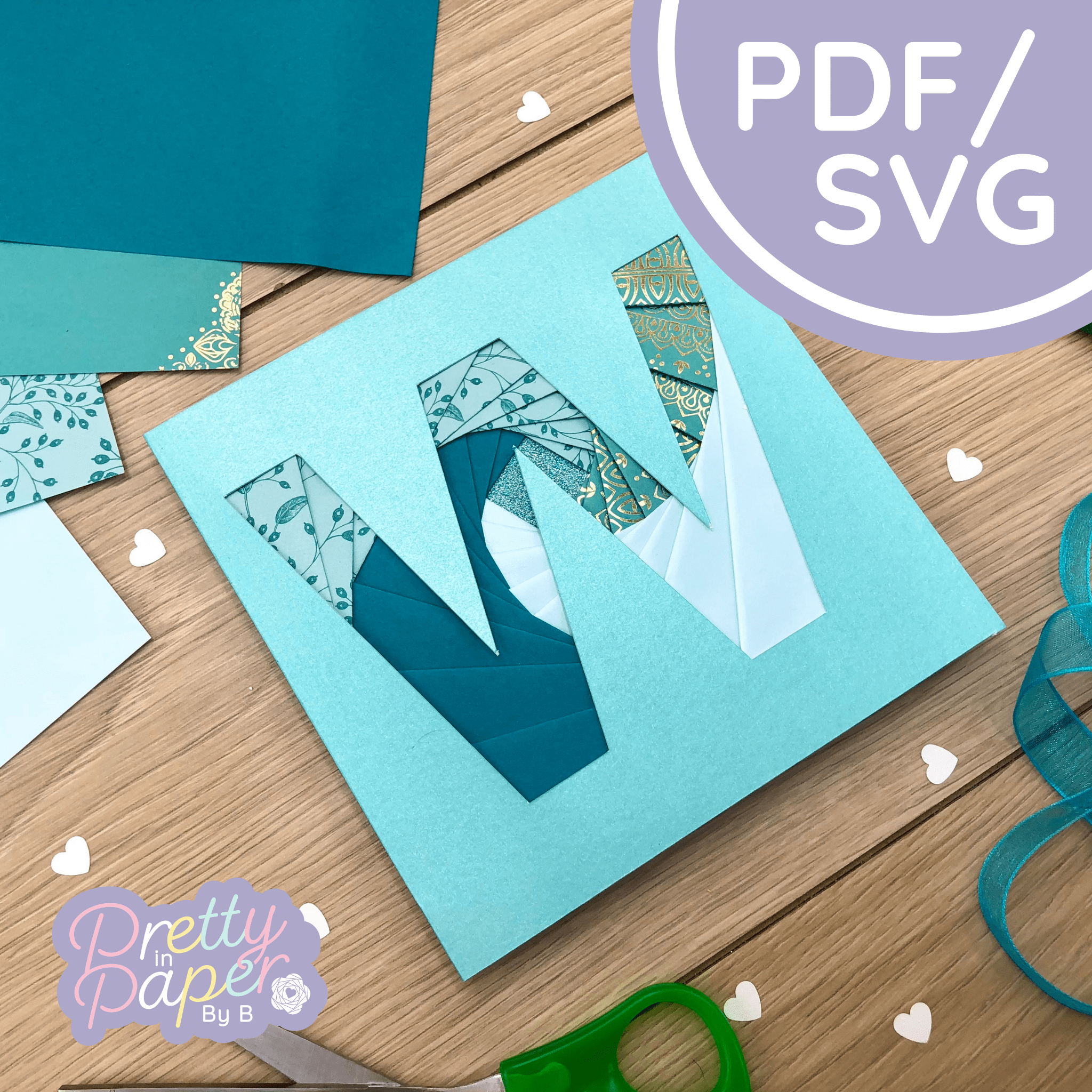 Letter W Iris Folding Pattern Template | Alphabet PDF SVG Download ...