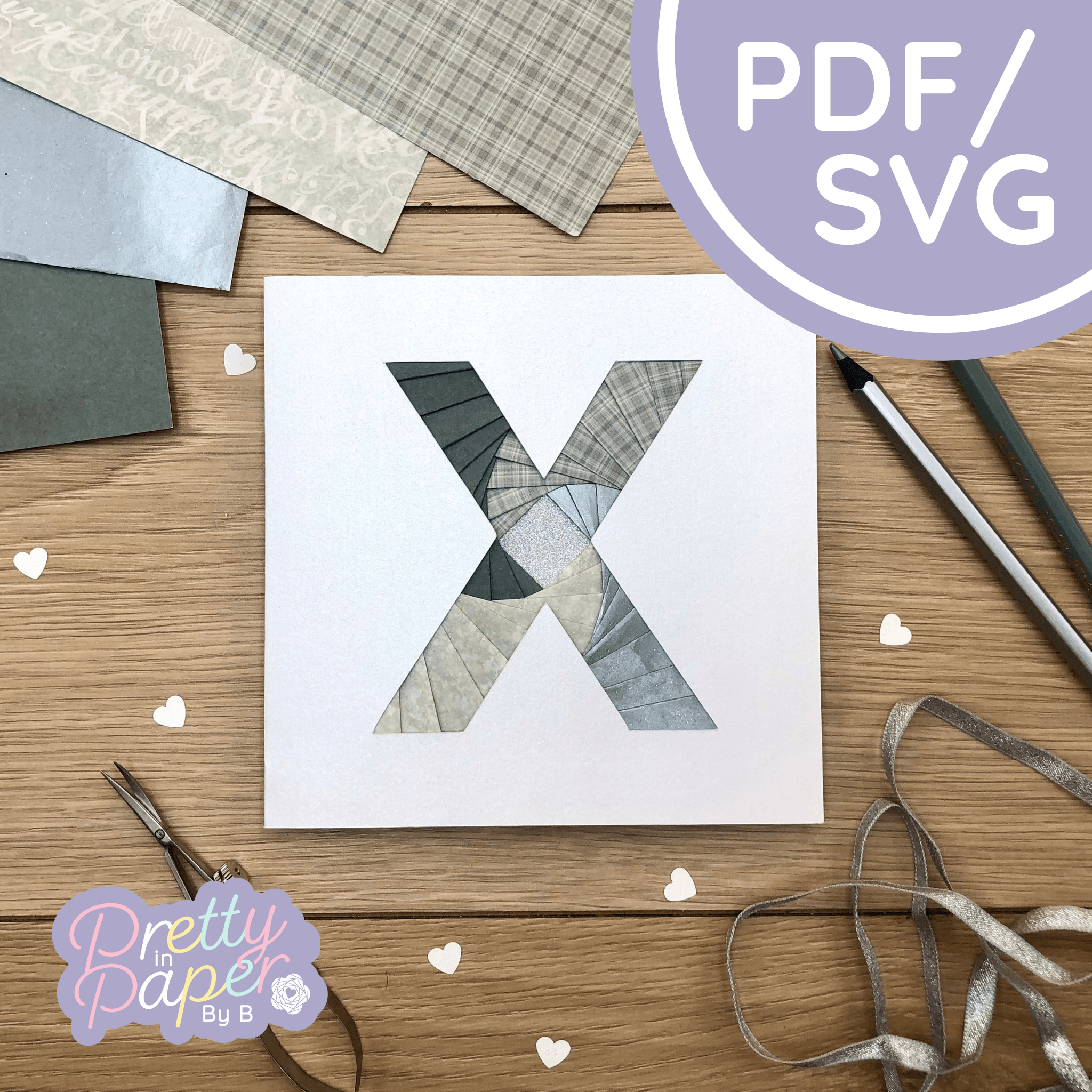 Letter X Iris Folding Pattern Template PDF & SVG | Alphabet Download ...