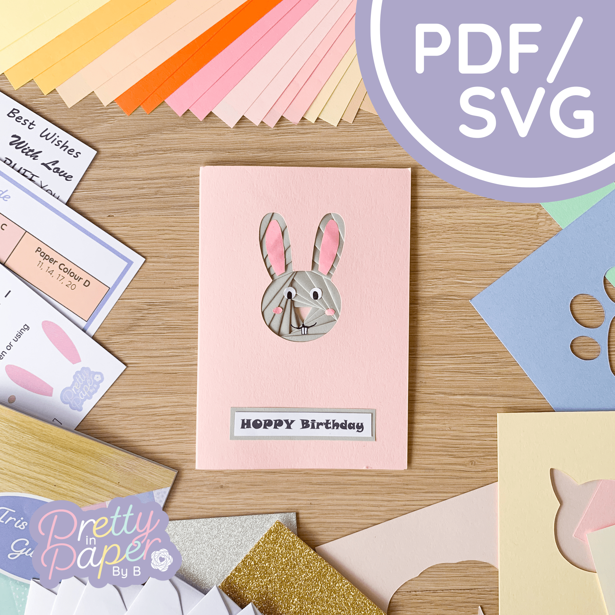 Rabbit Iris Folding Template PDF & SVG | Bunny Printable Download ...